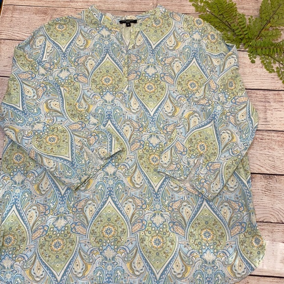 Anne Carson | Tops | Anne Carson Linen Blend Paisley Print Tunic | Poshmark